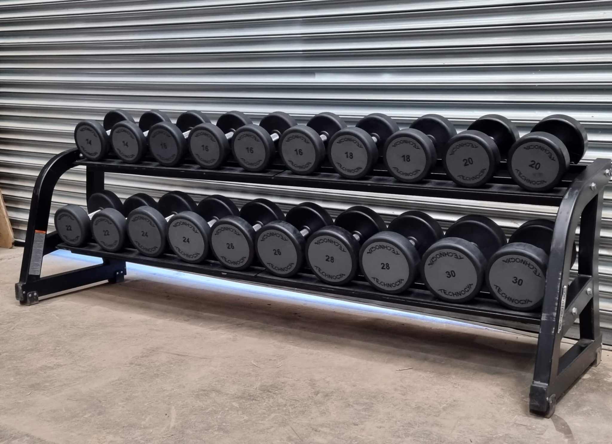 G.K.S | Technogym Dumbbells 14kg- 30kg Urethane with Rack